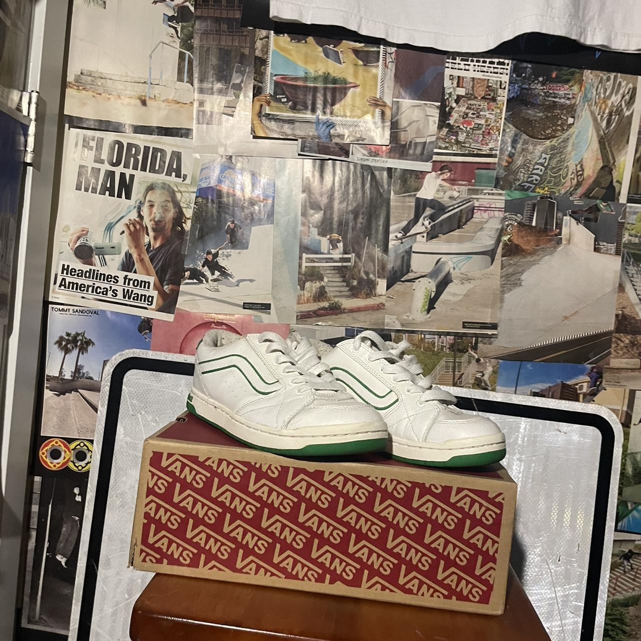 Y2K vans sneaker 👟 white and green sneaker vans... - Depop