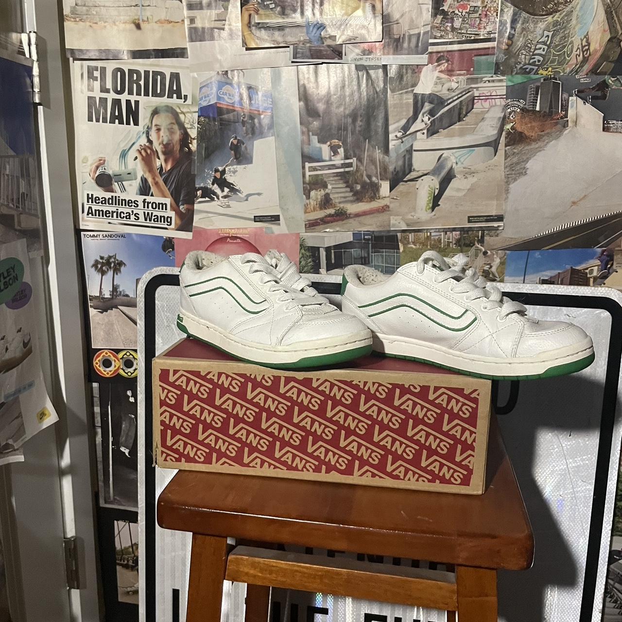 Y2K vans sneaker 👟 white and green sneaker vans... - Depop