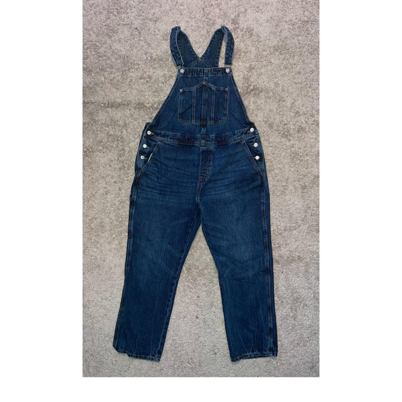 dark blue overalls worn a couple times in almost... - Depop