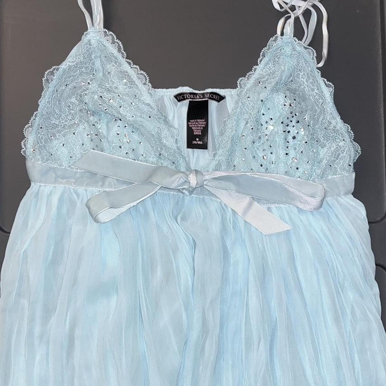 Victoria Secret Blue Pleated Embellished... - Depop