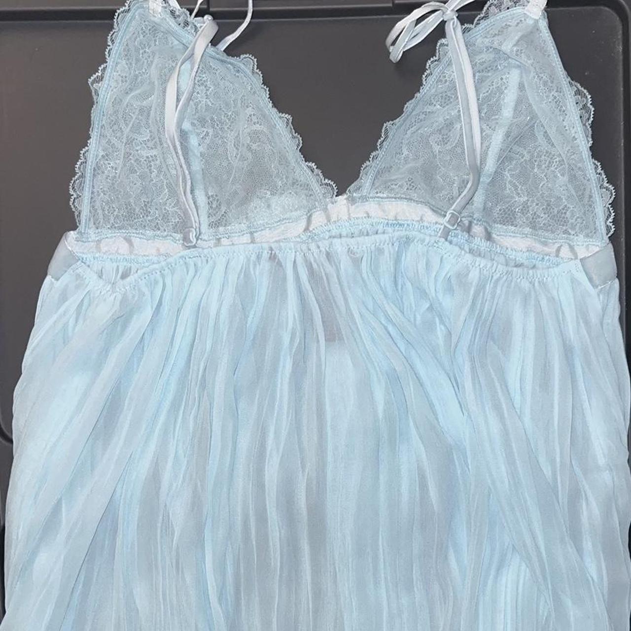 Victoria Secret Blue Pleated Embellished... - Depop