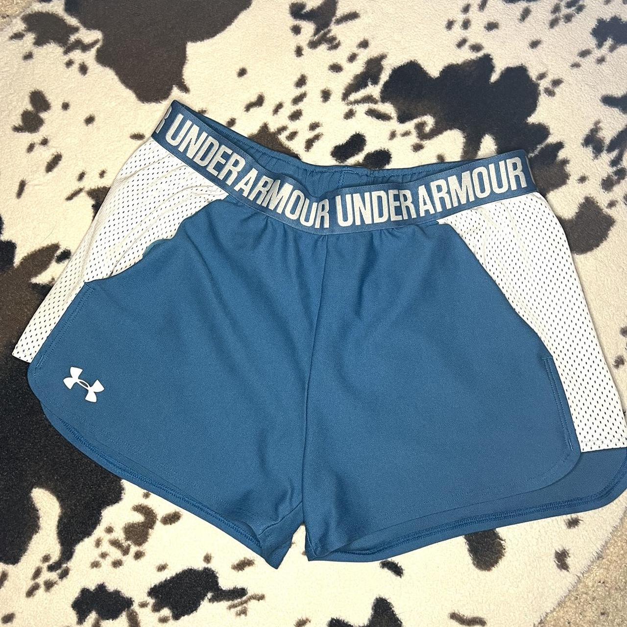 Under Armour Women's Blue and White Shorts | Depop