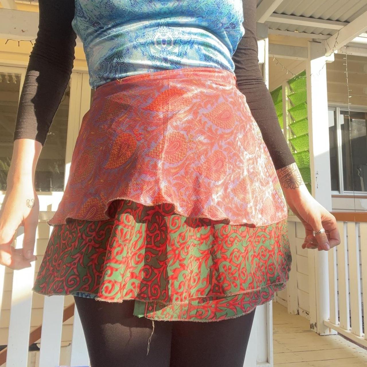 Wrap around festival gypsy mini skirt One size - Depop