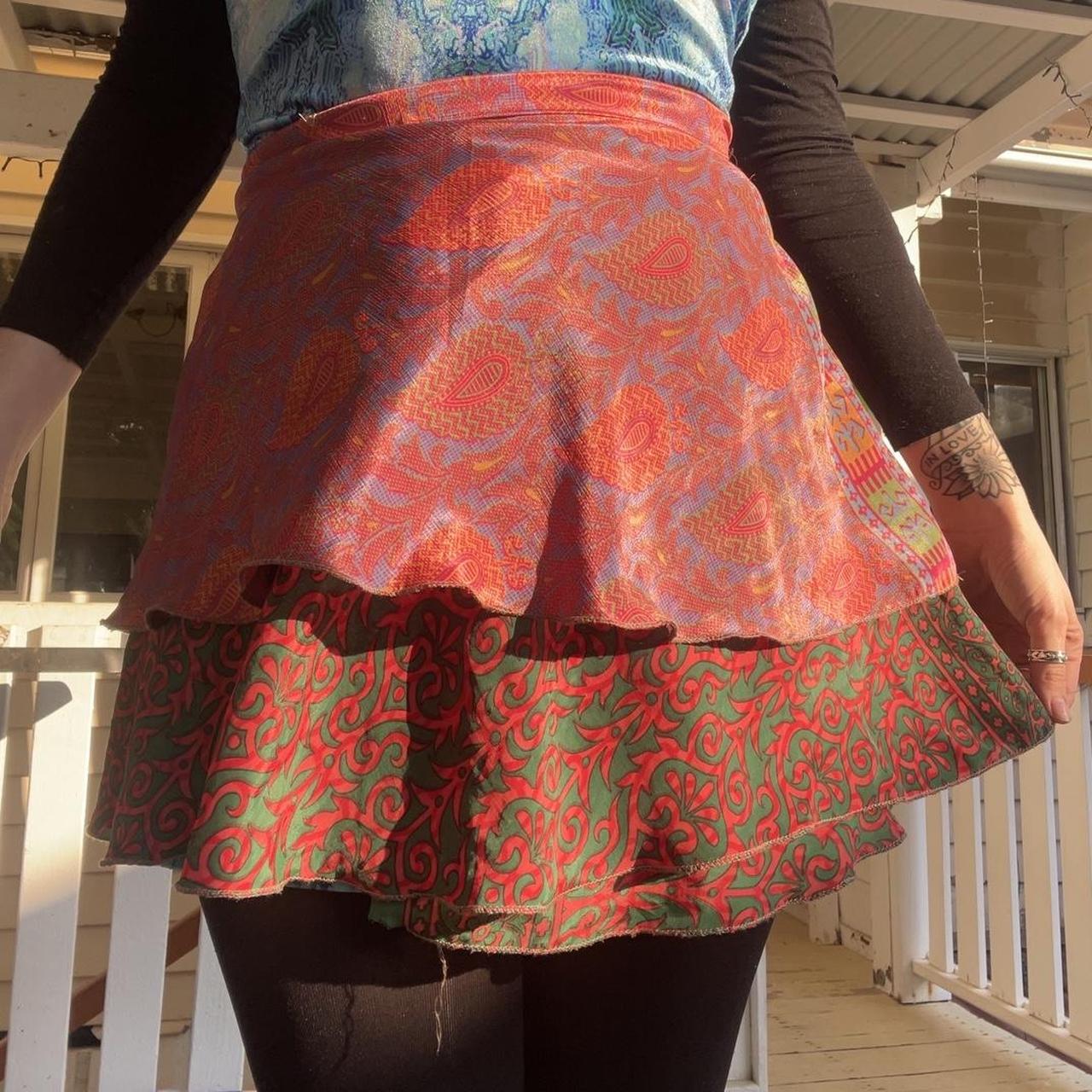 Wrap around festival gypsy mini skirt One size - Depop