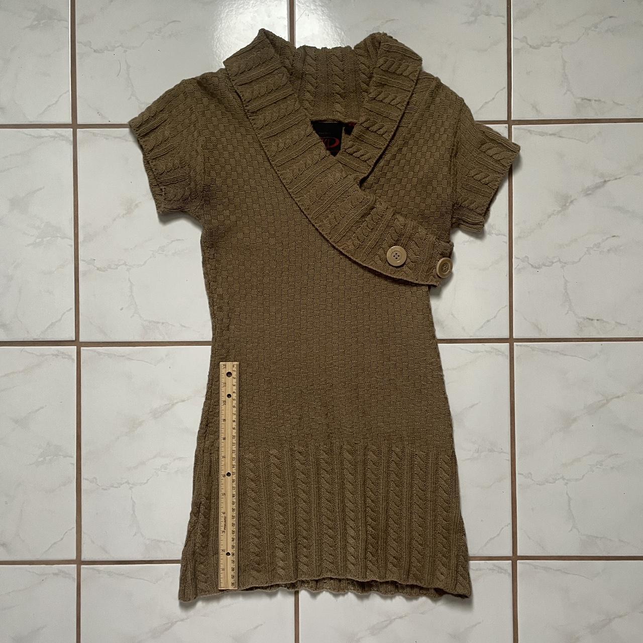 brown yoki knit mini dress with button details... | Depop