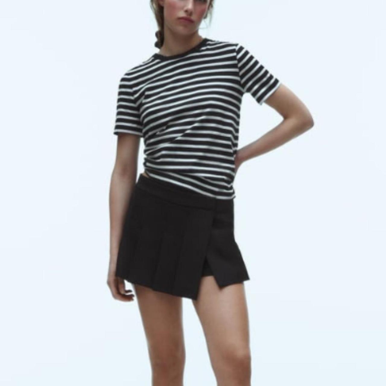 Zara basics cotton t-shirt striped size small fits 8-10 - Depop