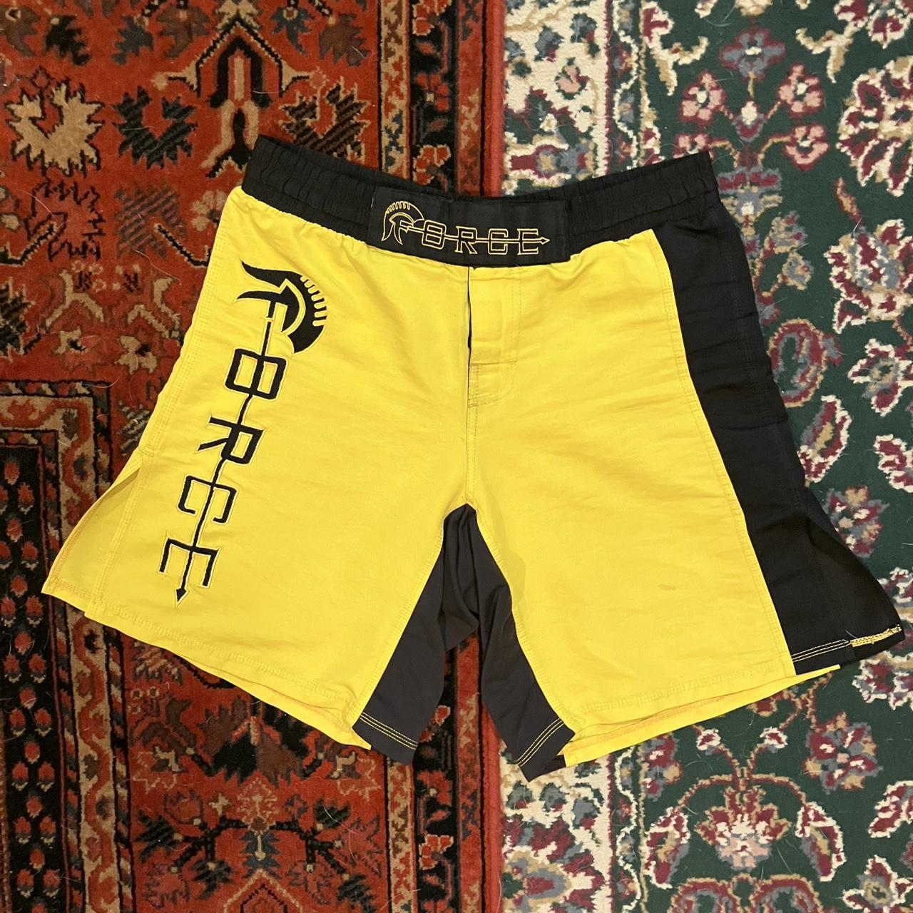 Yellow and black Force MMA shorts boxing sparing... | Depop