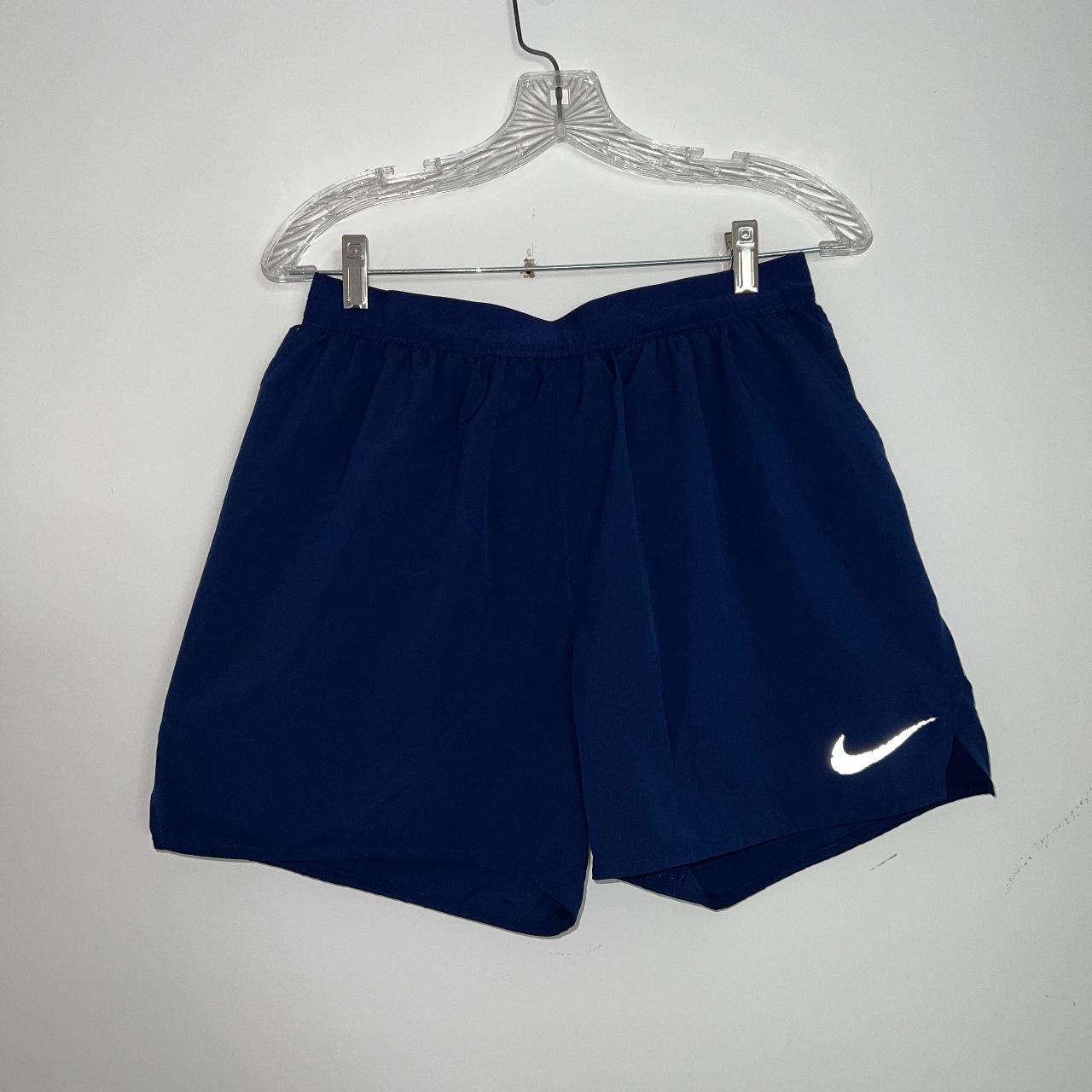 Medium navy blue nike running shorts #nikeshorts - Depop