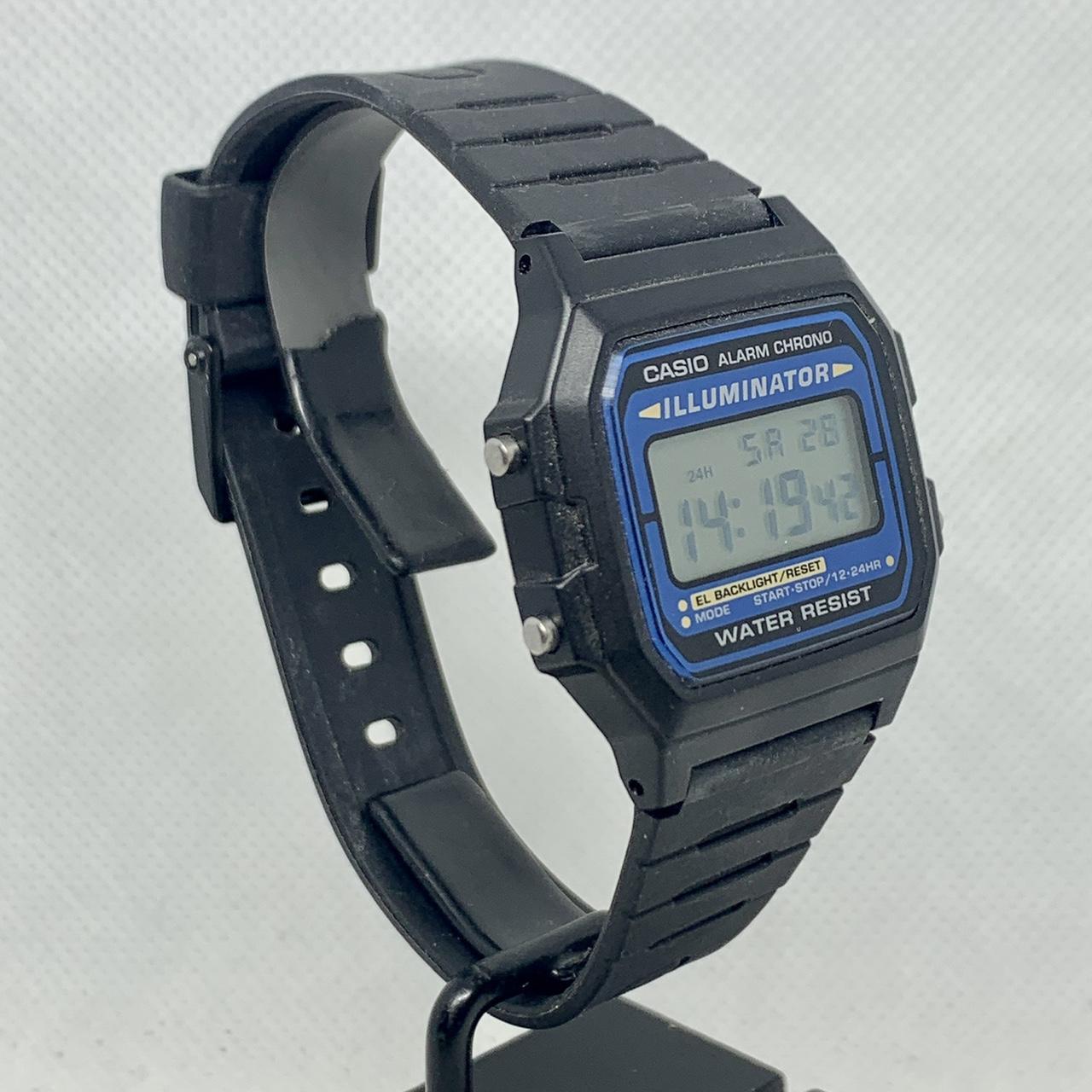 Casio Men's Black and Blue Watch | Depop