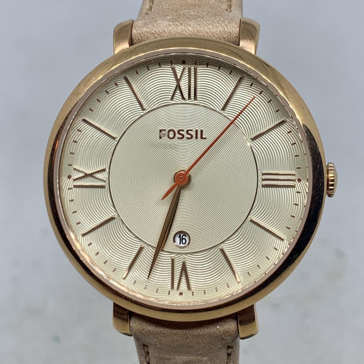 Fossil Women's Gold and Tan Watch | Depop