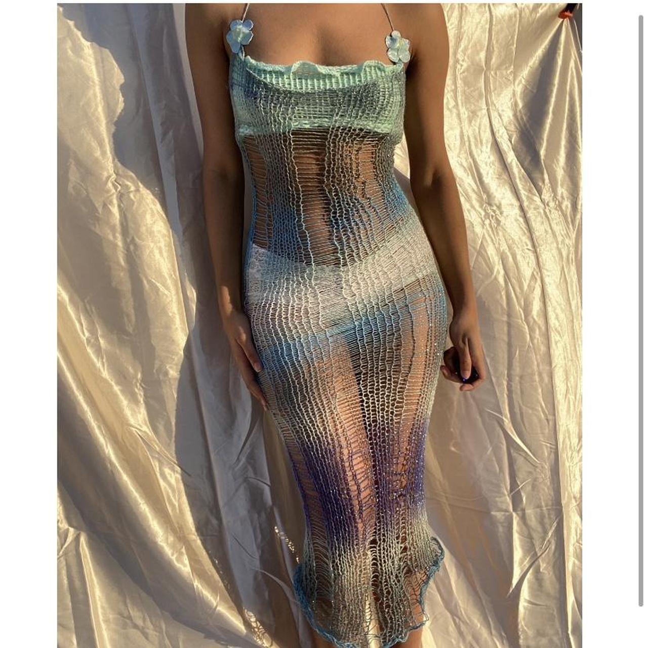 Winter Frost Hibiscus Pixie Dust Dress Introducing... - Depop