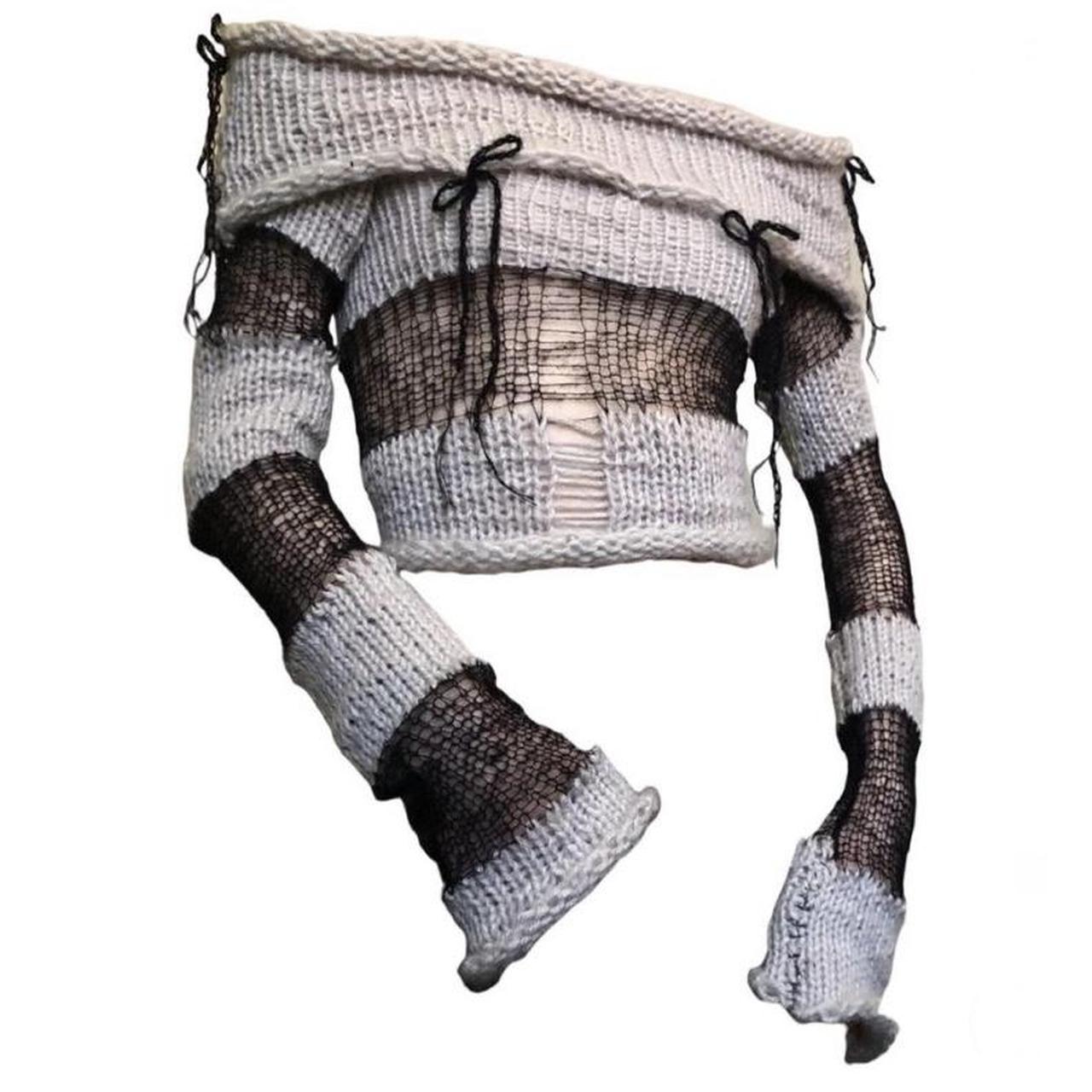 Emo Off Shoulder Top MADE TO ORDER-Hand knitted... - Depop