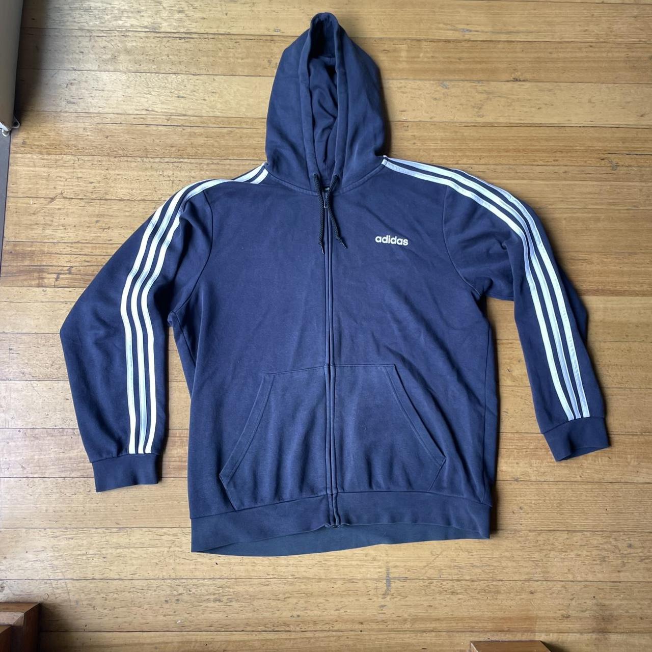 Adidas zip up hoodie. Good fit. Drawstring not... | Depop