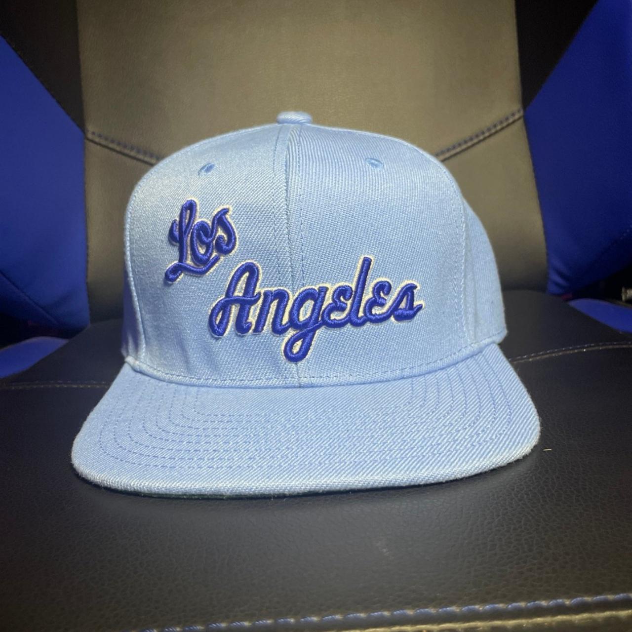 Like new Los Angeles baby blue fitted hat size 7 1/8... | Depop