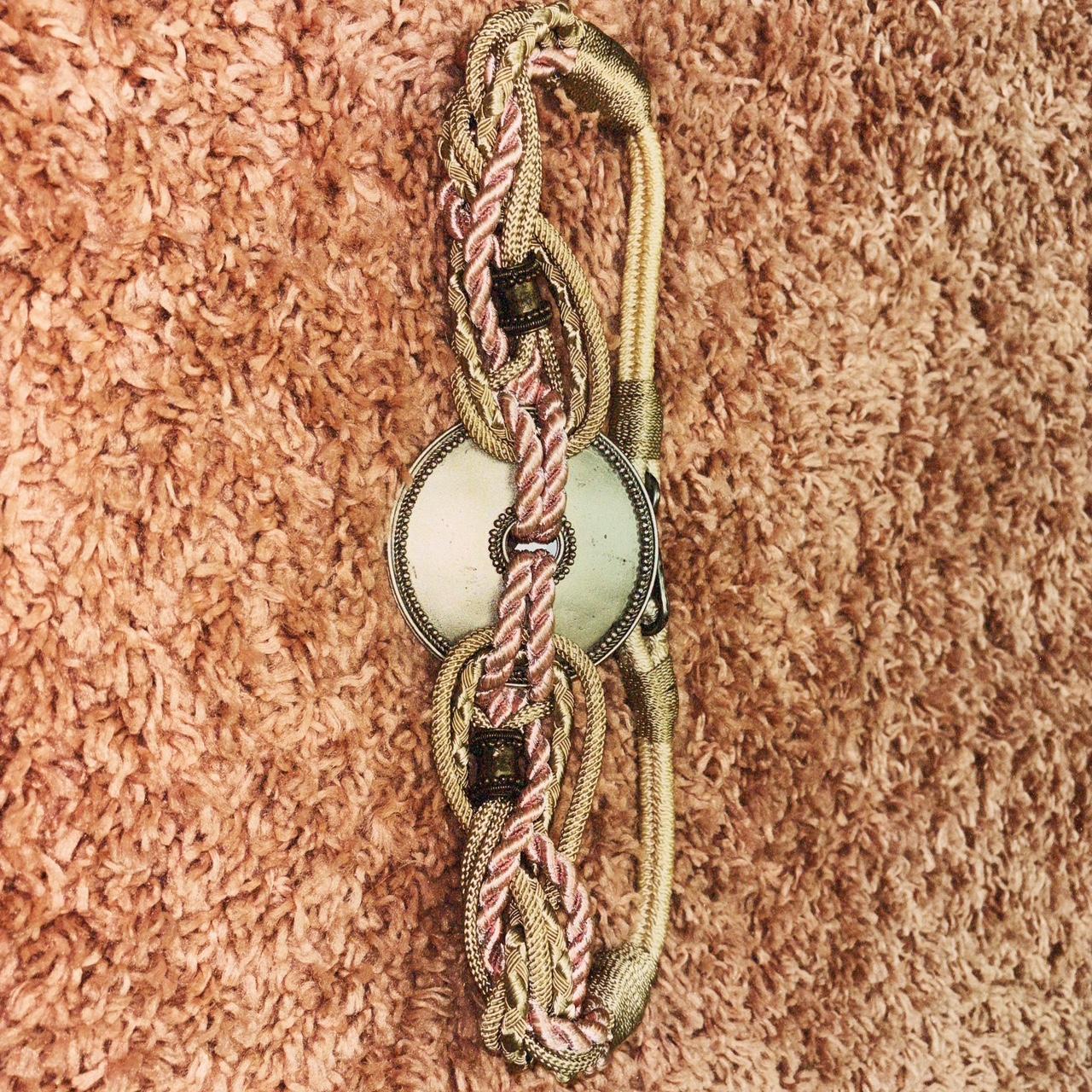 Bungee Cord belt beige with pink rope and metal