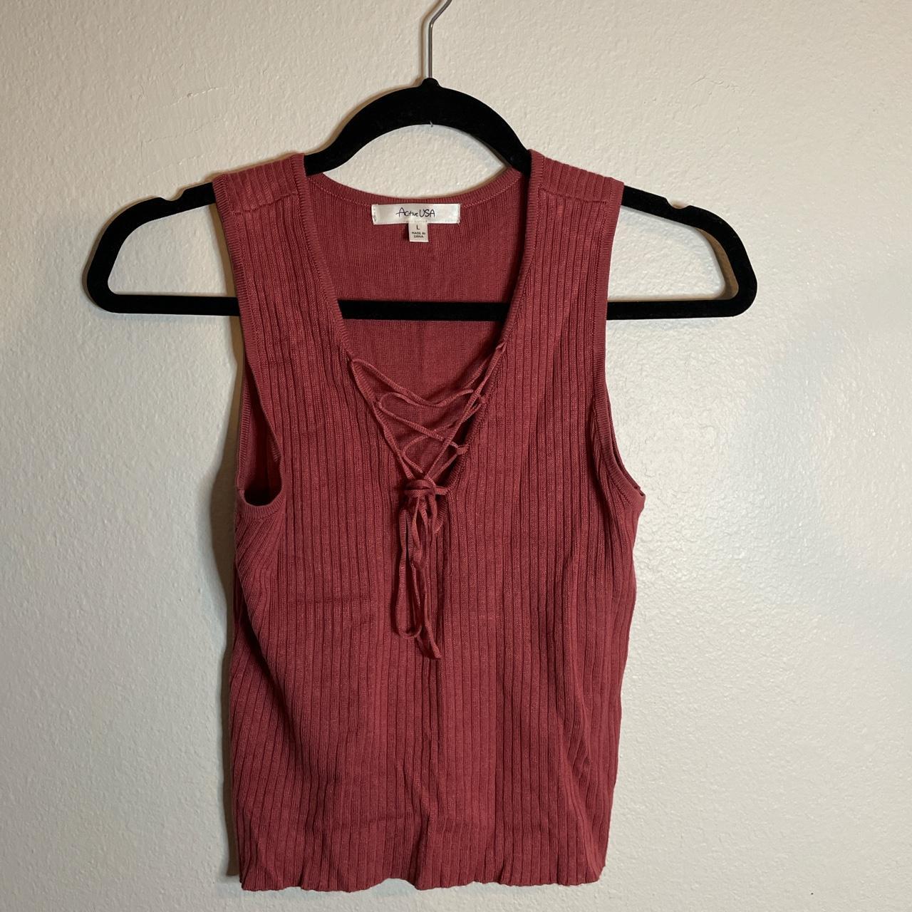 Cute comfy and stretchy tank Long strings in front... - Depop