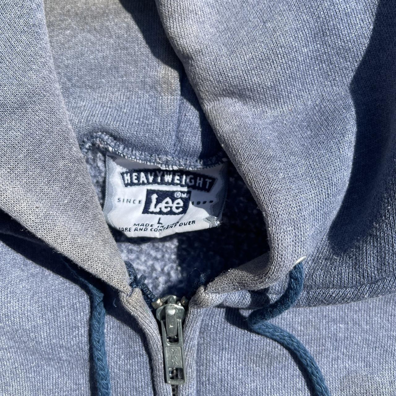 vintage lee heavyweight faded navy zip up size L... - Depop