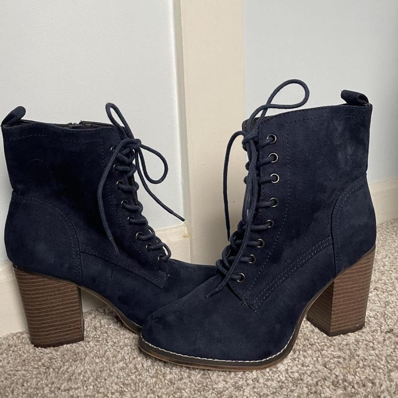 Candies Navy blue suede lace-up ankle booties don’t... - Depop