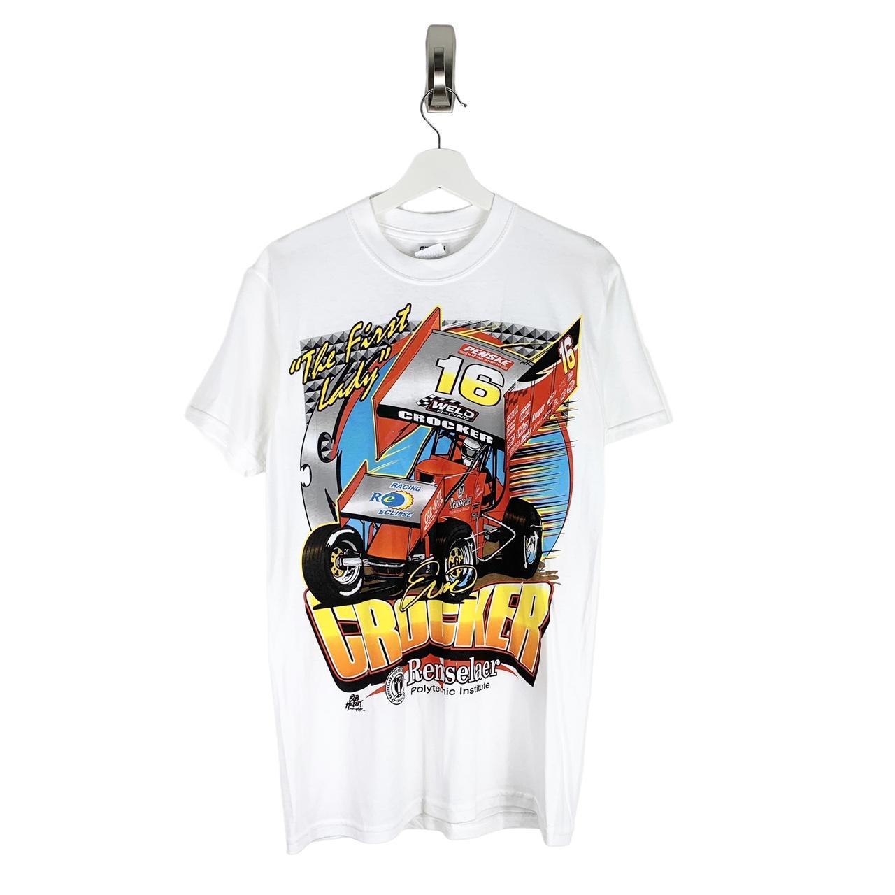 Vintage Racing T Shirt White 2003 NASCAR style... - Depop