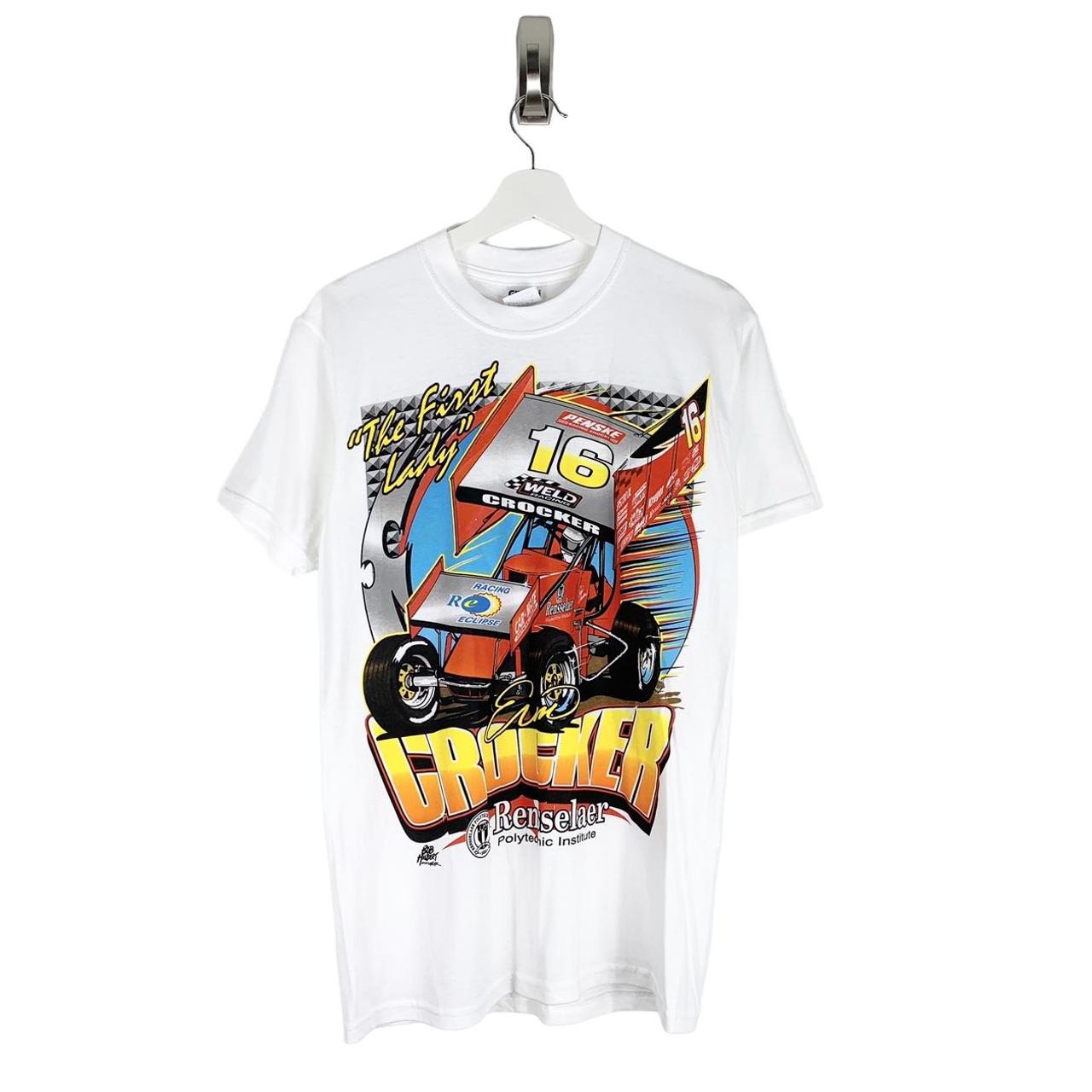 Vintage Racing T Shirt White 2003 NASCAR style... - Depop