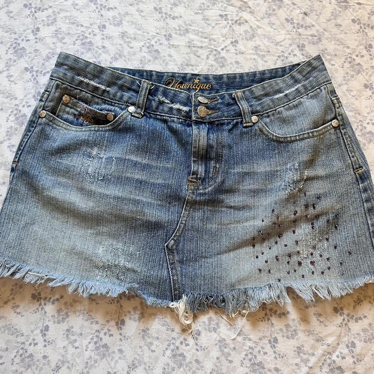 Y2K younique vintage denim mini skirt Size:3... - Depop