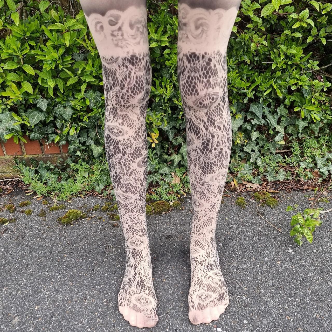 Women's Black and Tan Hosiery-tights | Depop