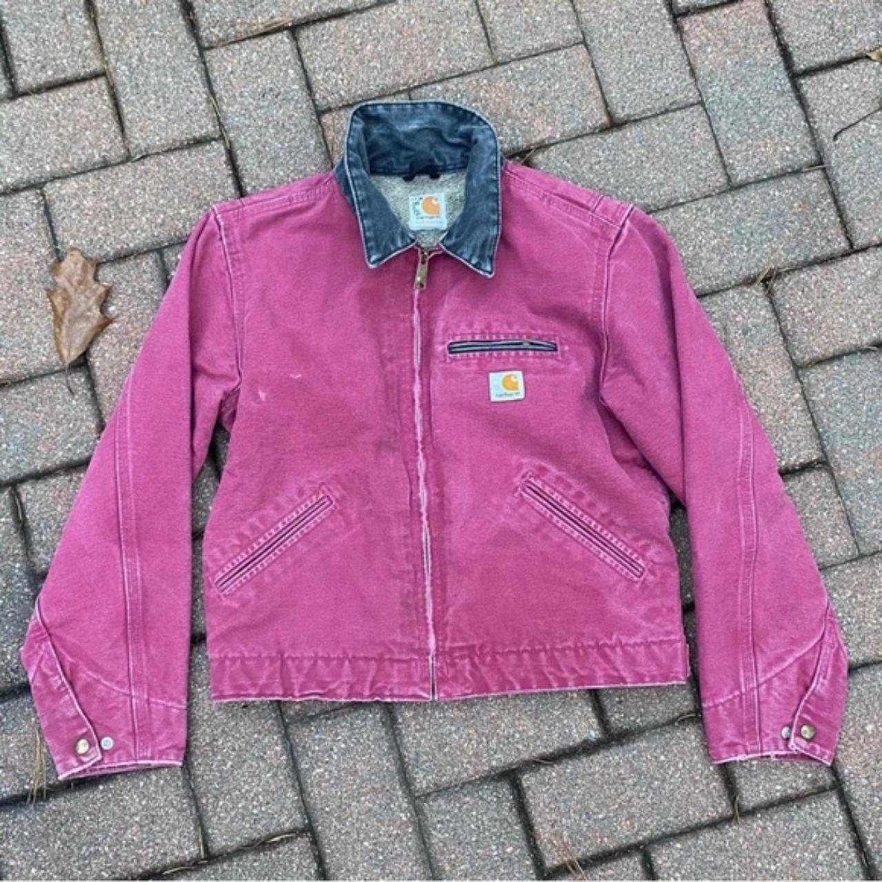 Vintage Raspberry Carhartt Detroit Jacket •Great... - Depop