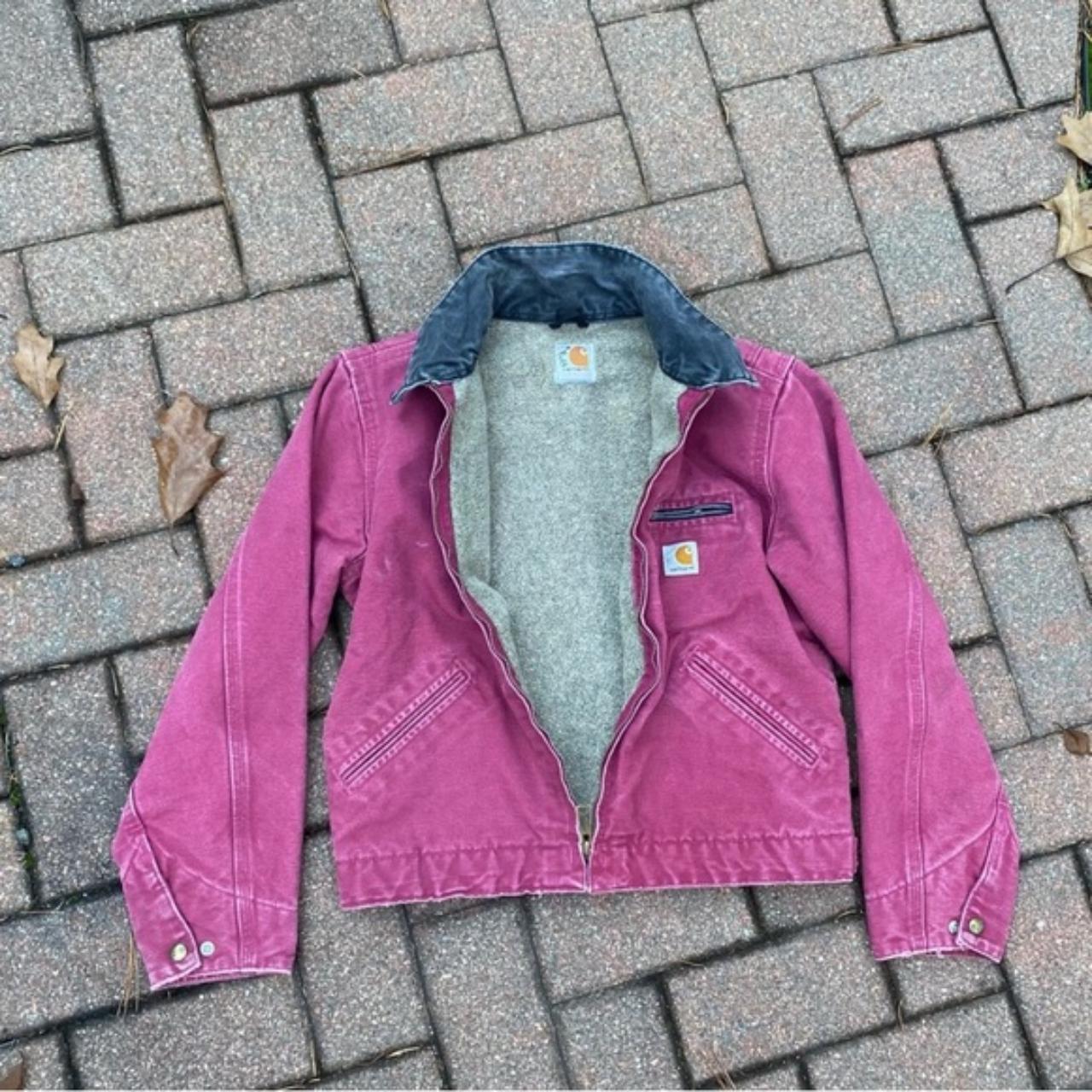 Vintage Raspberry Carhartt Detroit Jacket •Great... - Depop