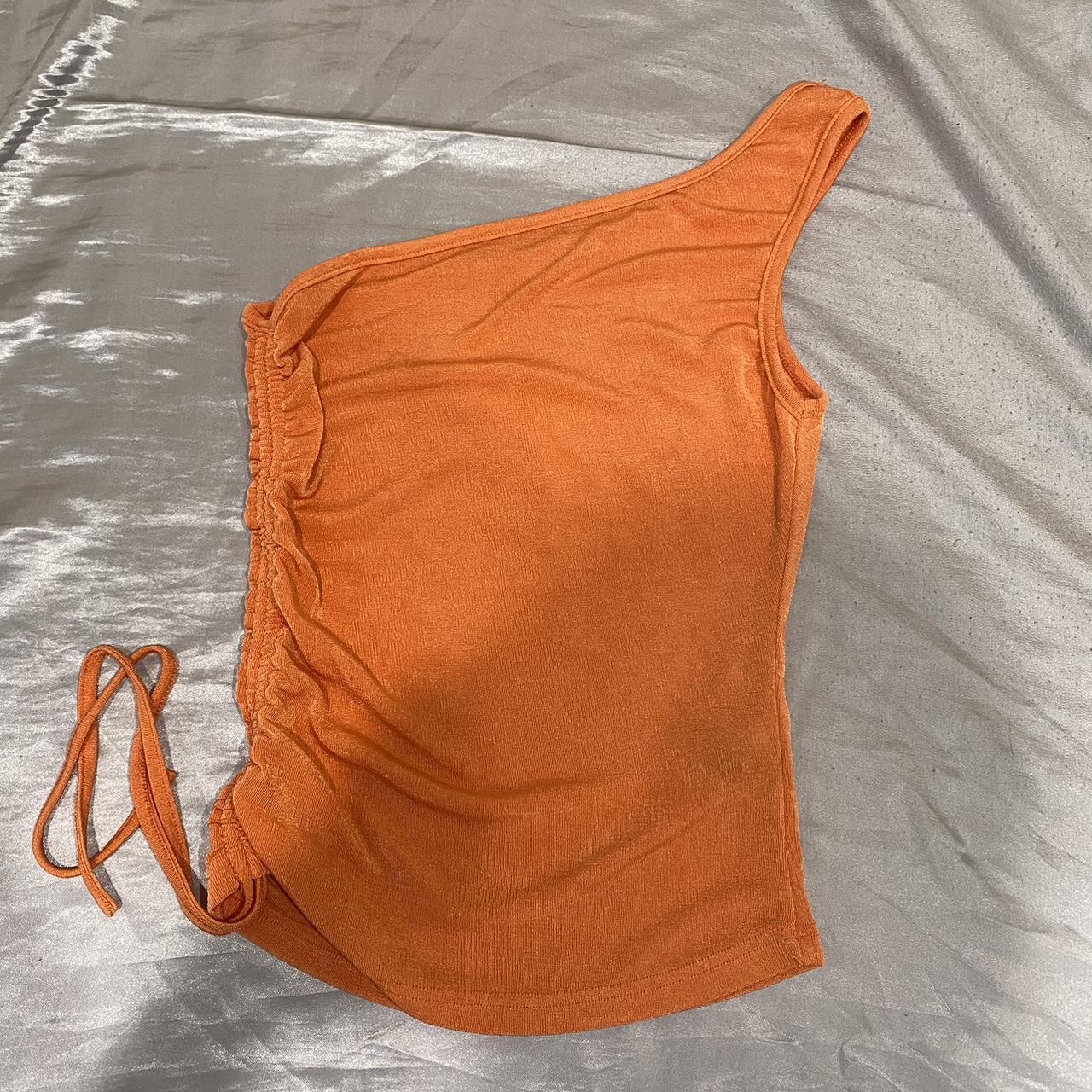 Orange sparkly one shoulder tank top 🍊🍊🍊 Size M -... - Depop