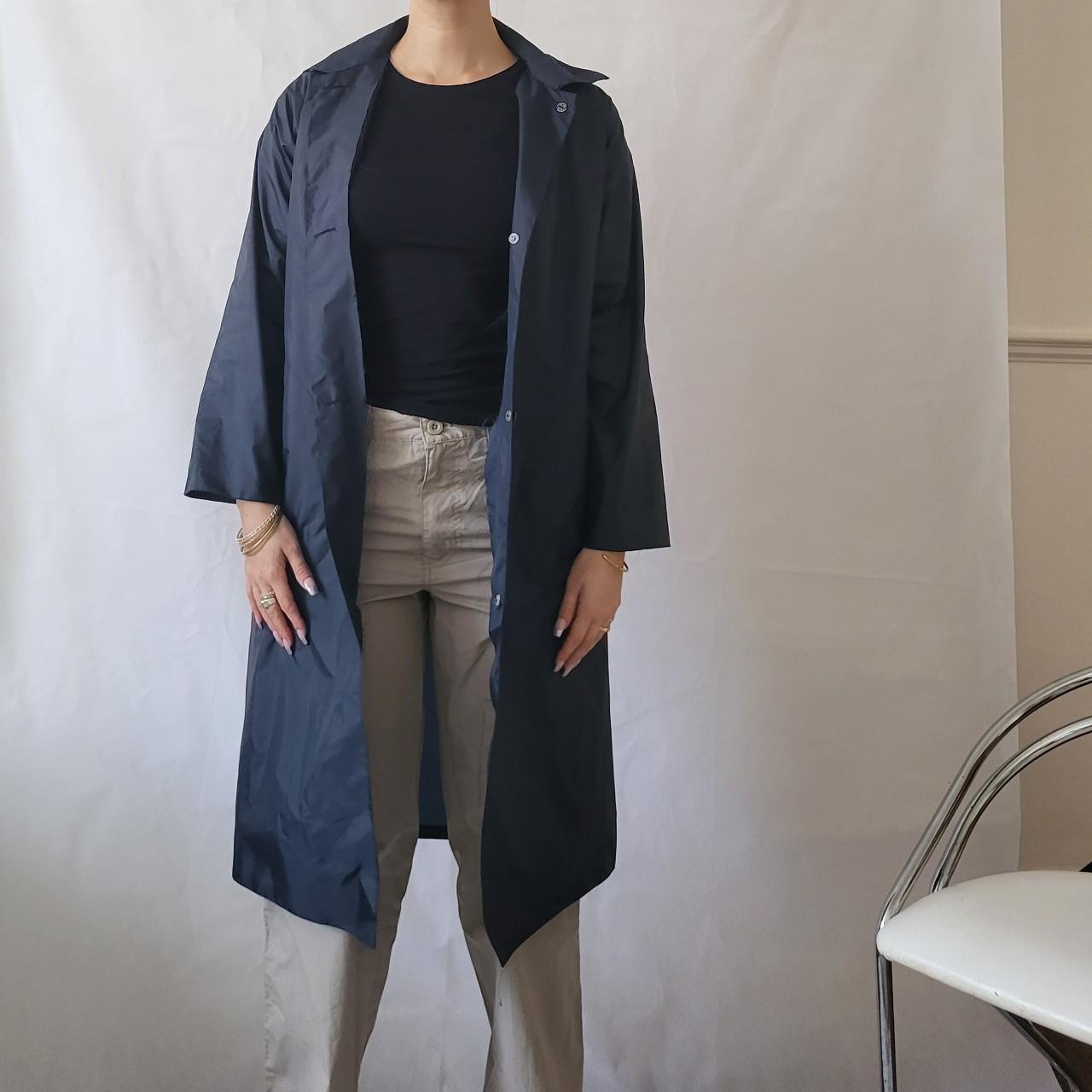 💐 NYLON LONGLINE JACKET 💐 navy longline button... - Depop