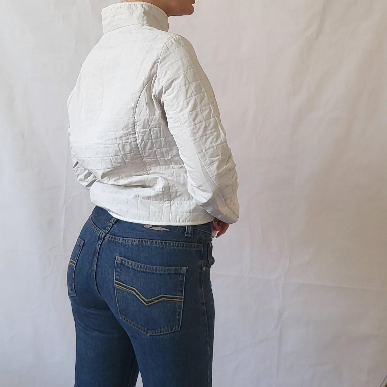 💐 CREAM SQUARE PADDED JACKET 💐 cream high neck... - Depop