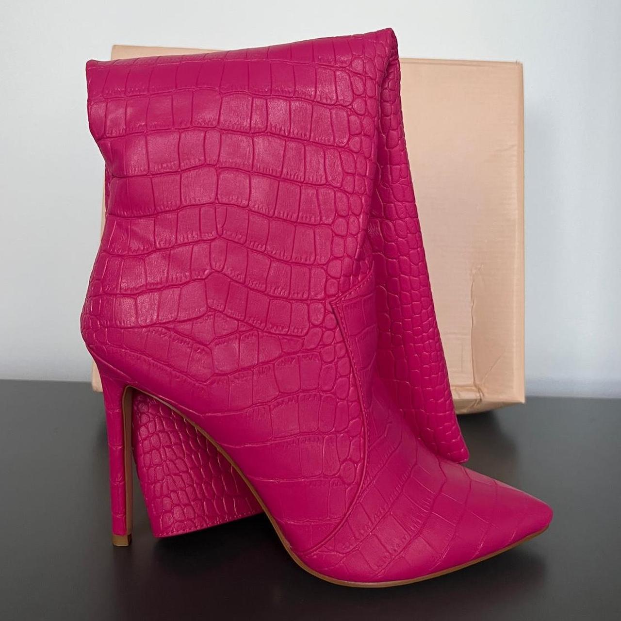 BILLINI Fuchsia Croc Eilish Boots - 9 - Depop