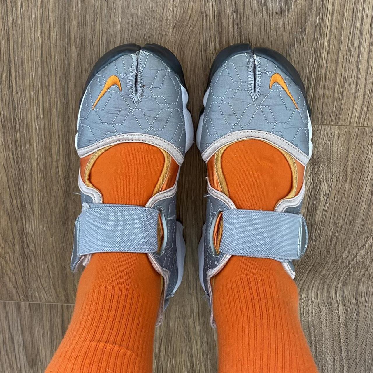 Rare Silver and Orange Nike Air Rifts Stitched... - Depop