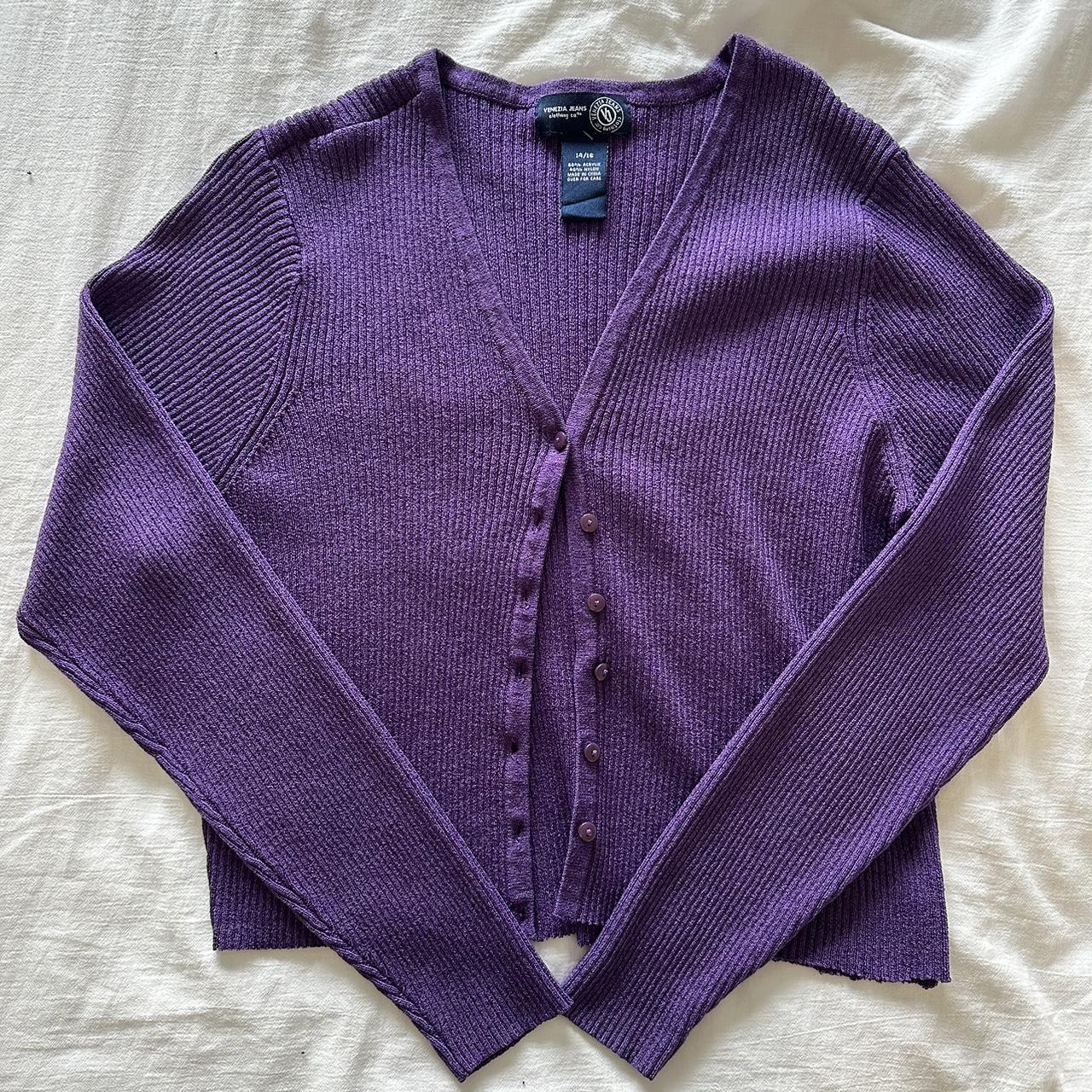 Vintage purple ribbed cardigan - Depop