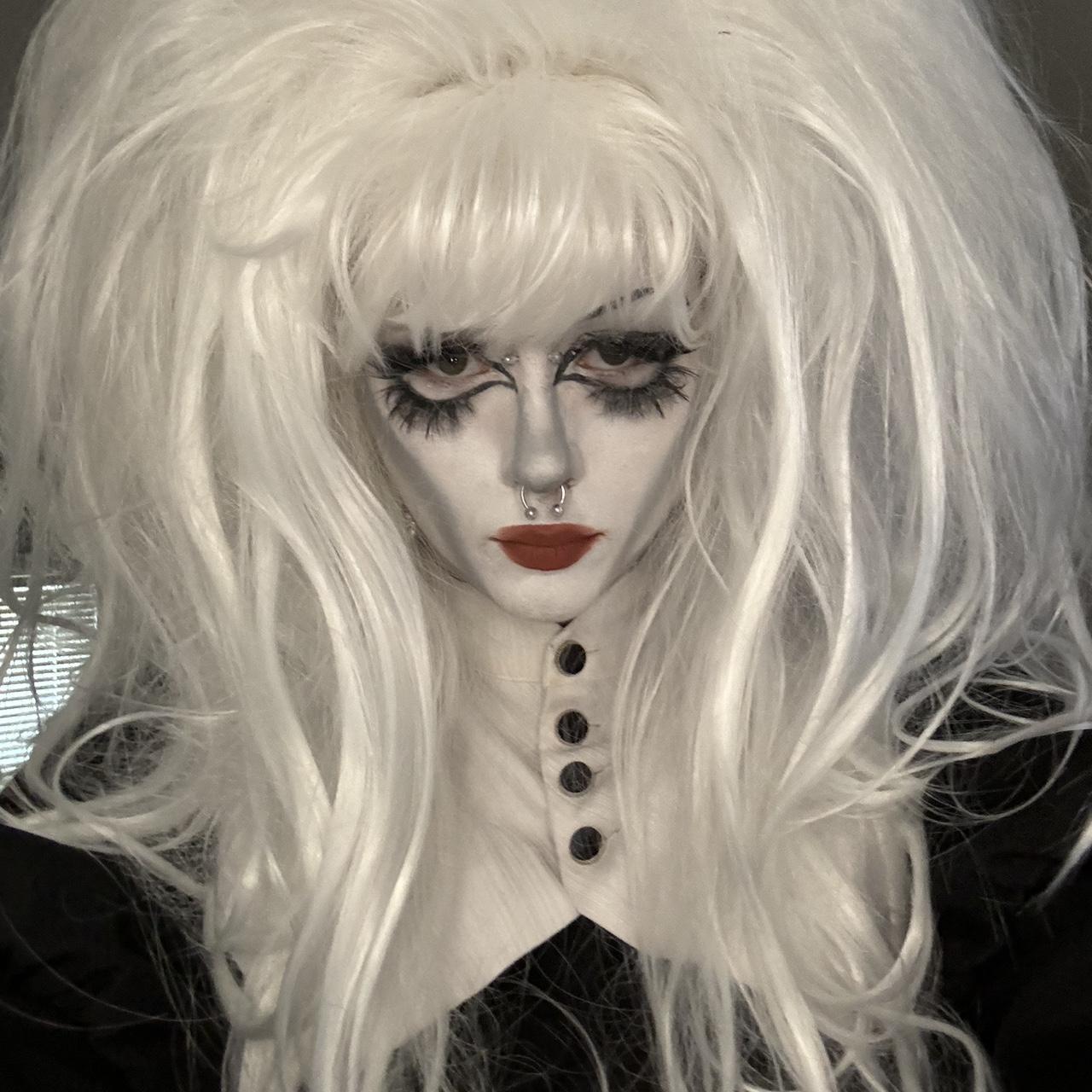 Double Stacked White Giant Teased Gothic Drag Wig... - Depop