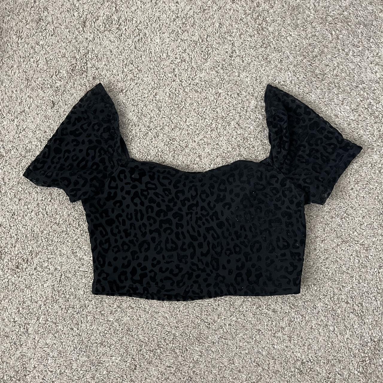 cheetah crop top back is mesh , can be worn on or... - Depop