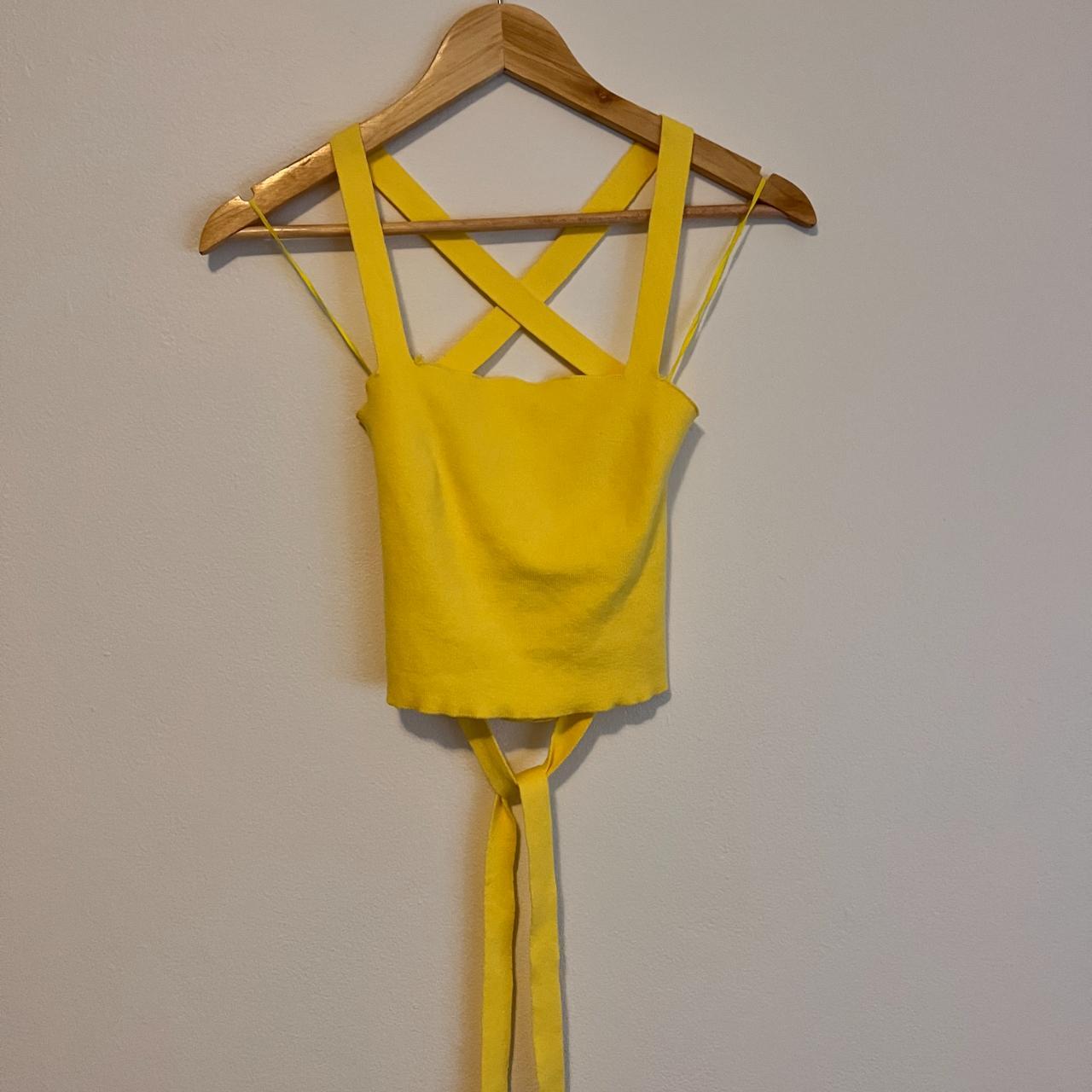 Glassons yellow tie back top Size Small - Depop