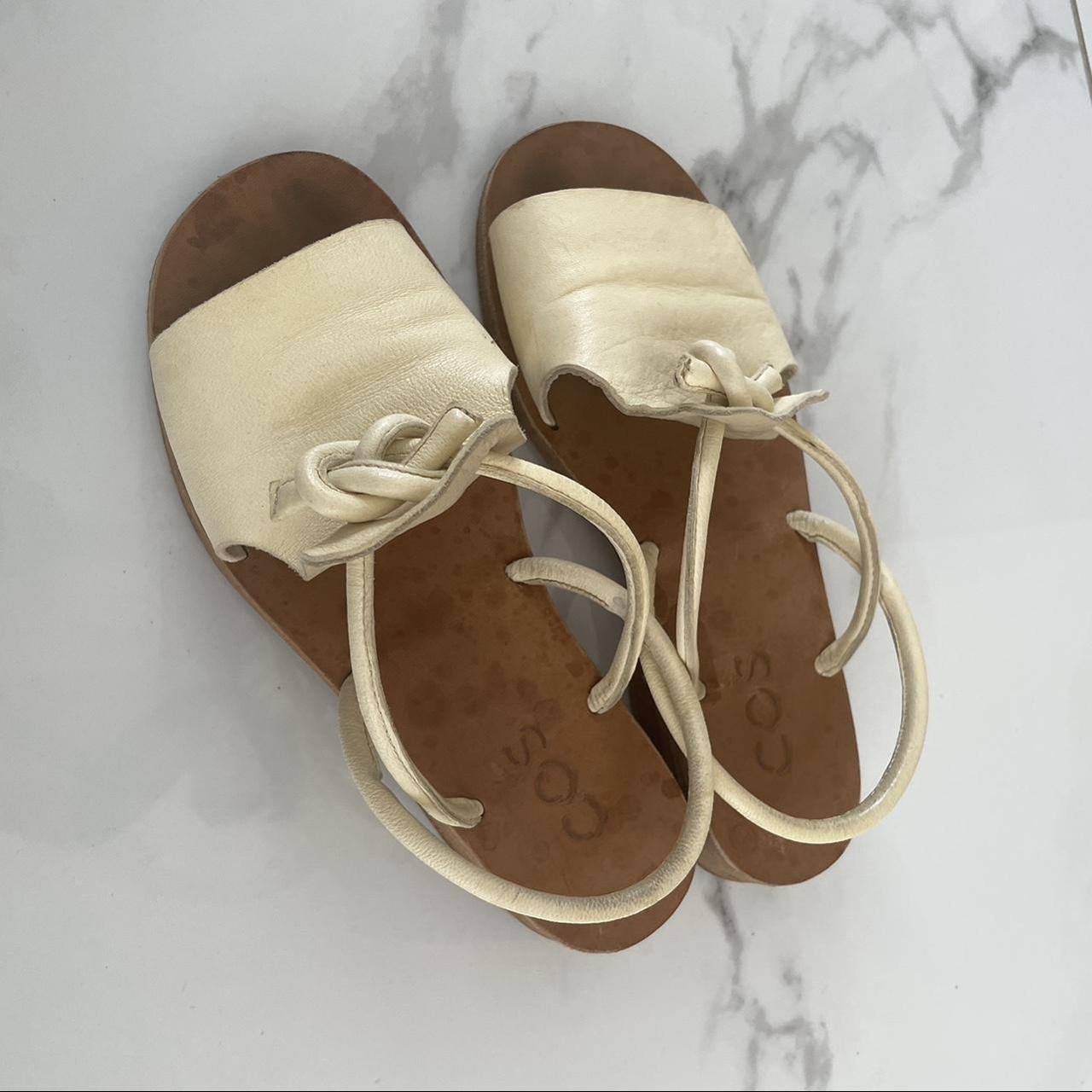COS leather sandals Cream Size 36/AU 6 Super cute... - Depop