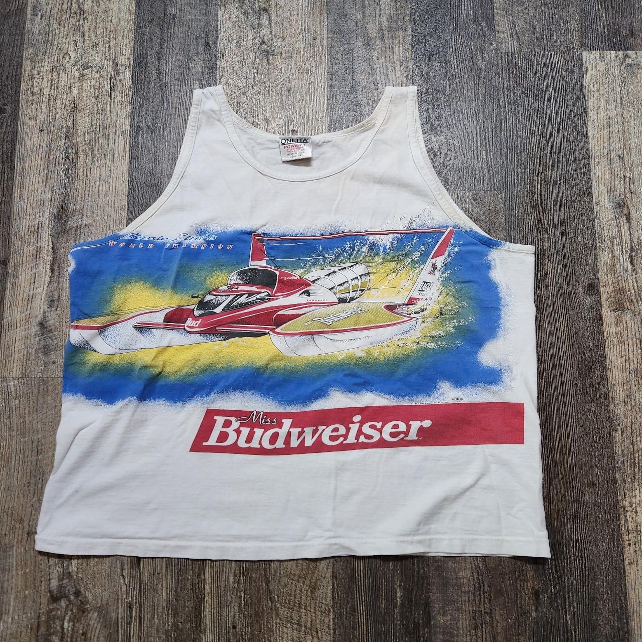 Vintage 90s, budweiser tank top, few signs of wear.... - Depop