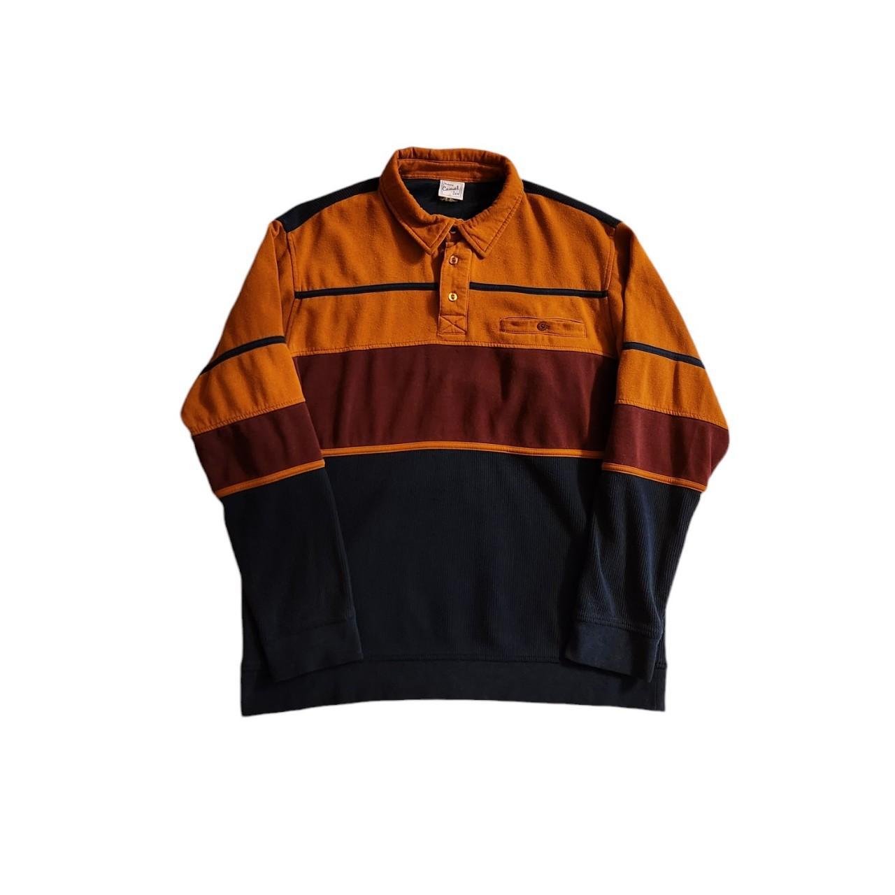 Vintage polo style rugby long sleeve shirt orange... - Depop