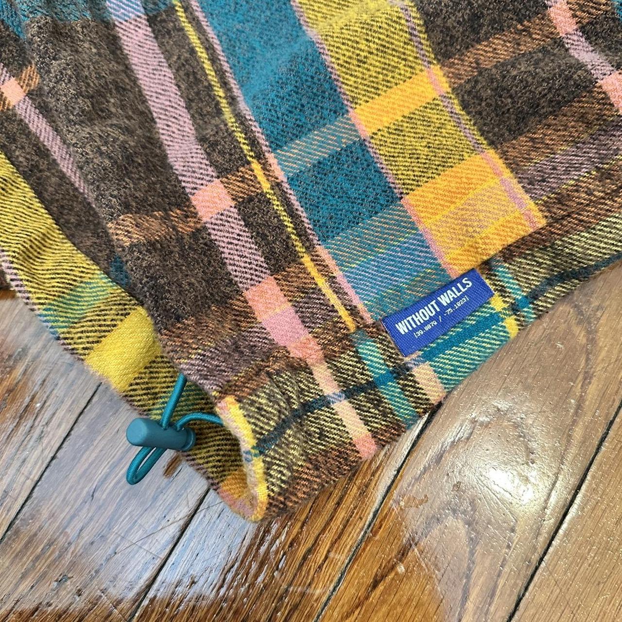 Brown and multi-coloured plaid flannel shirt with a... | Depop