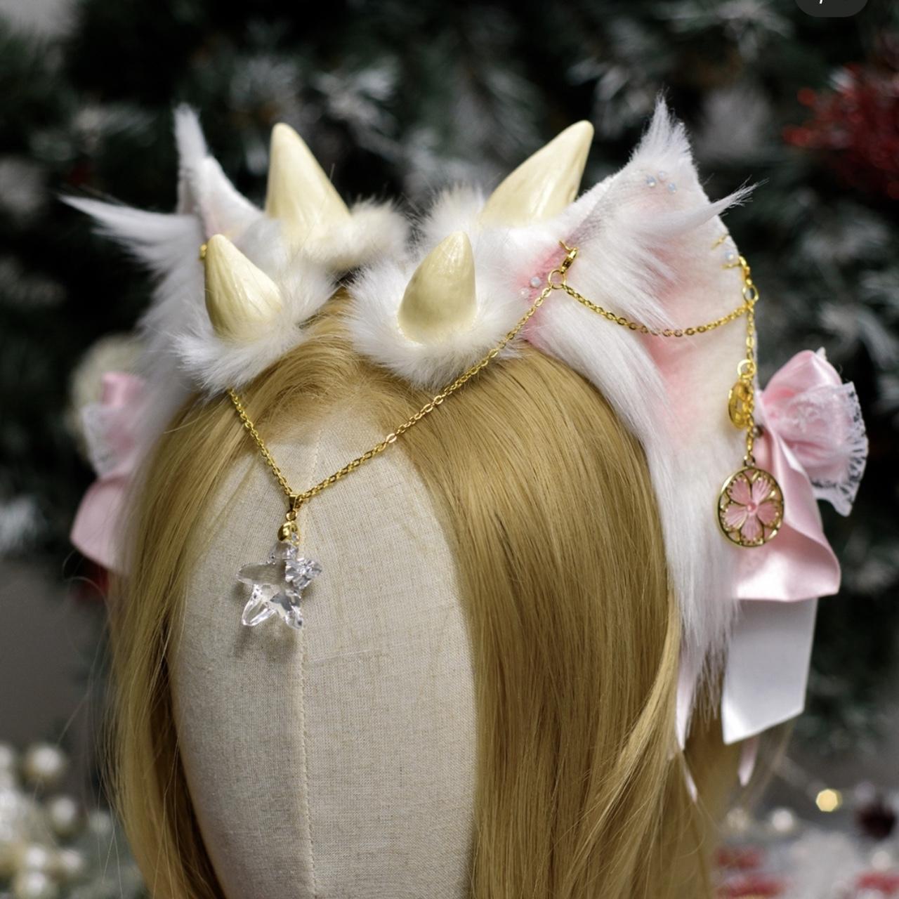 Moruhiko White Baby Deer Queen ears Tags Petplay... - Depop