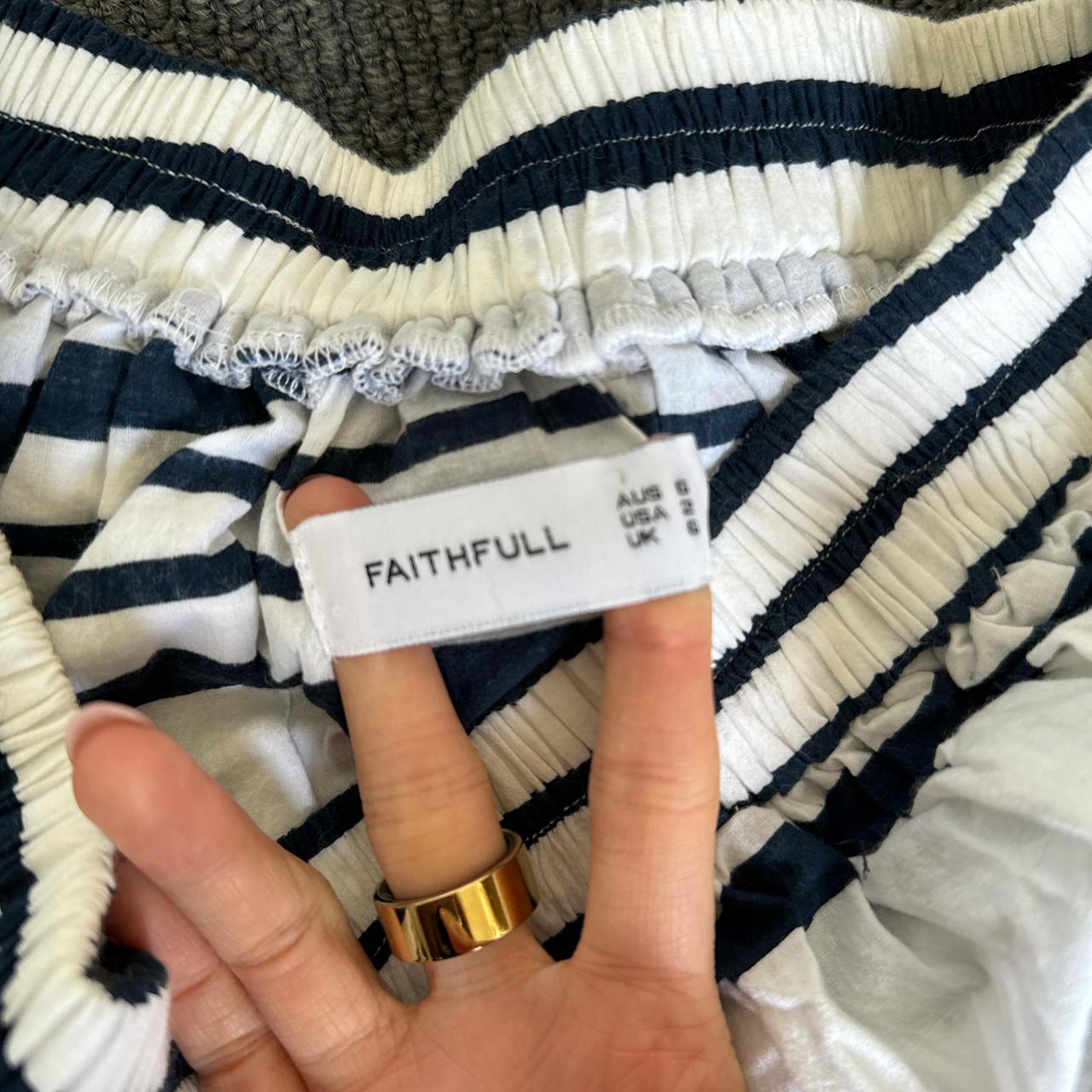 Faithfull top Blue and white Size XS - Depop