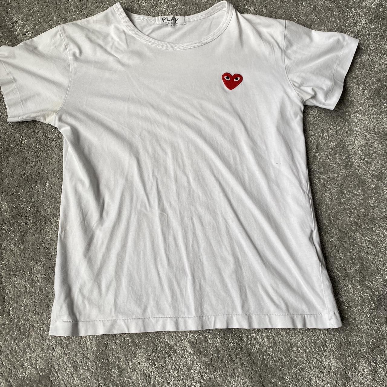 cdg play t shirt worn a fair few times willing to... - Depop