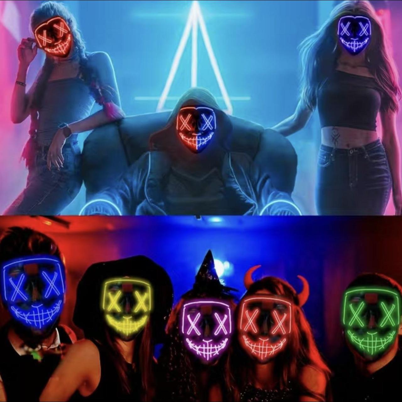 1pc Halloween Mask, LED Light Up Mask, Scary Scream... - Depop