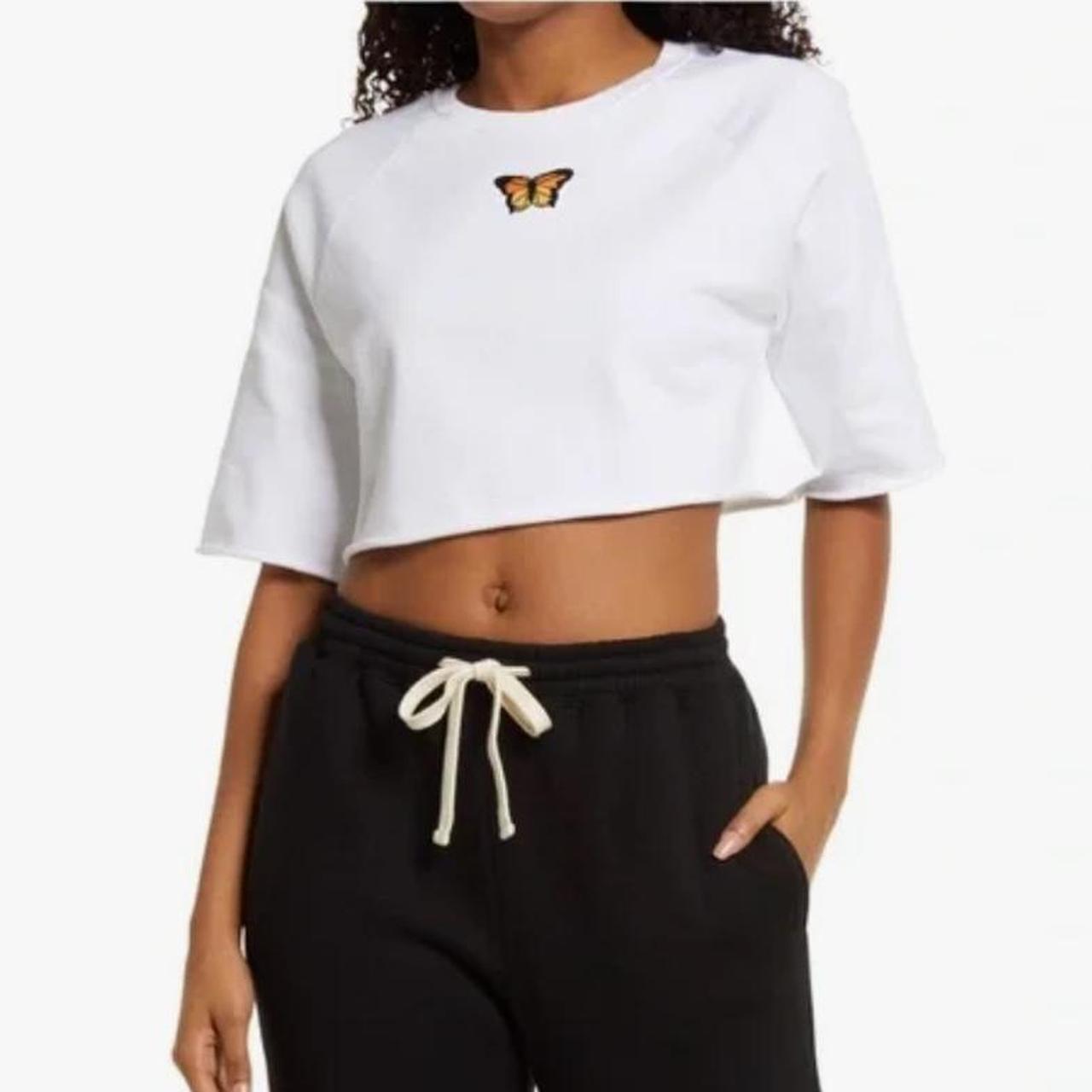 Nwt Bp white butterfly crop top - Depop