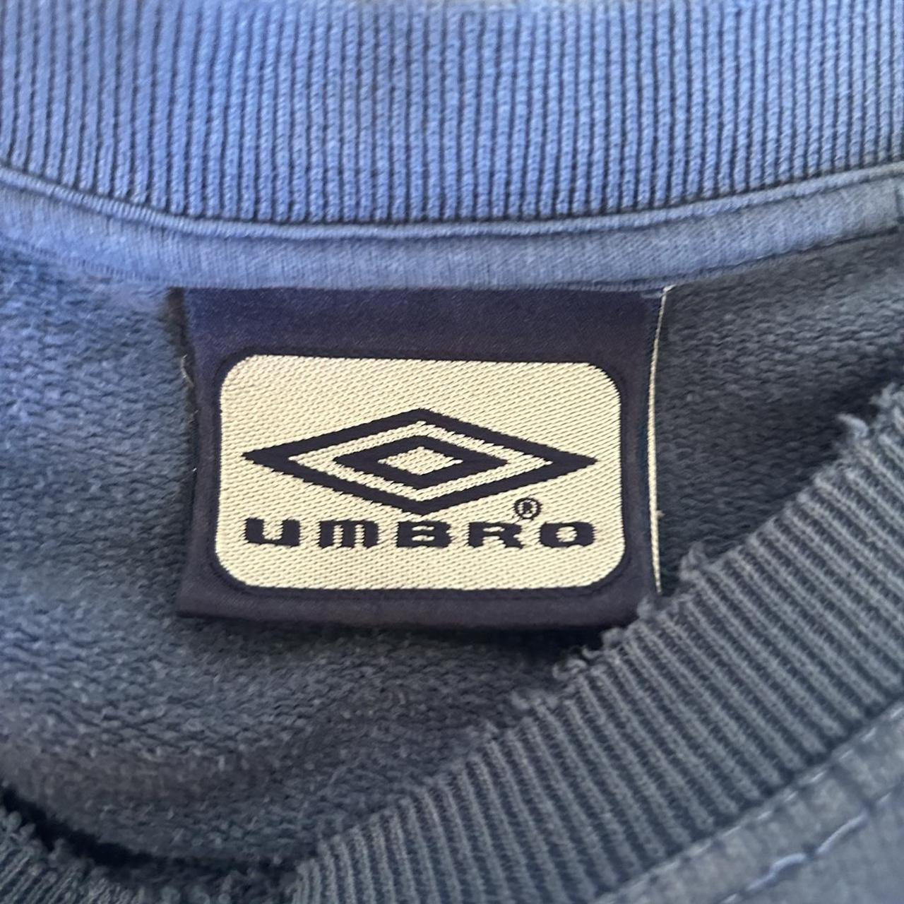 Super sick vintage umbro blue crewneck. hole under... - Depop
