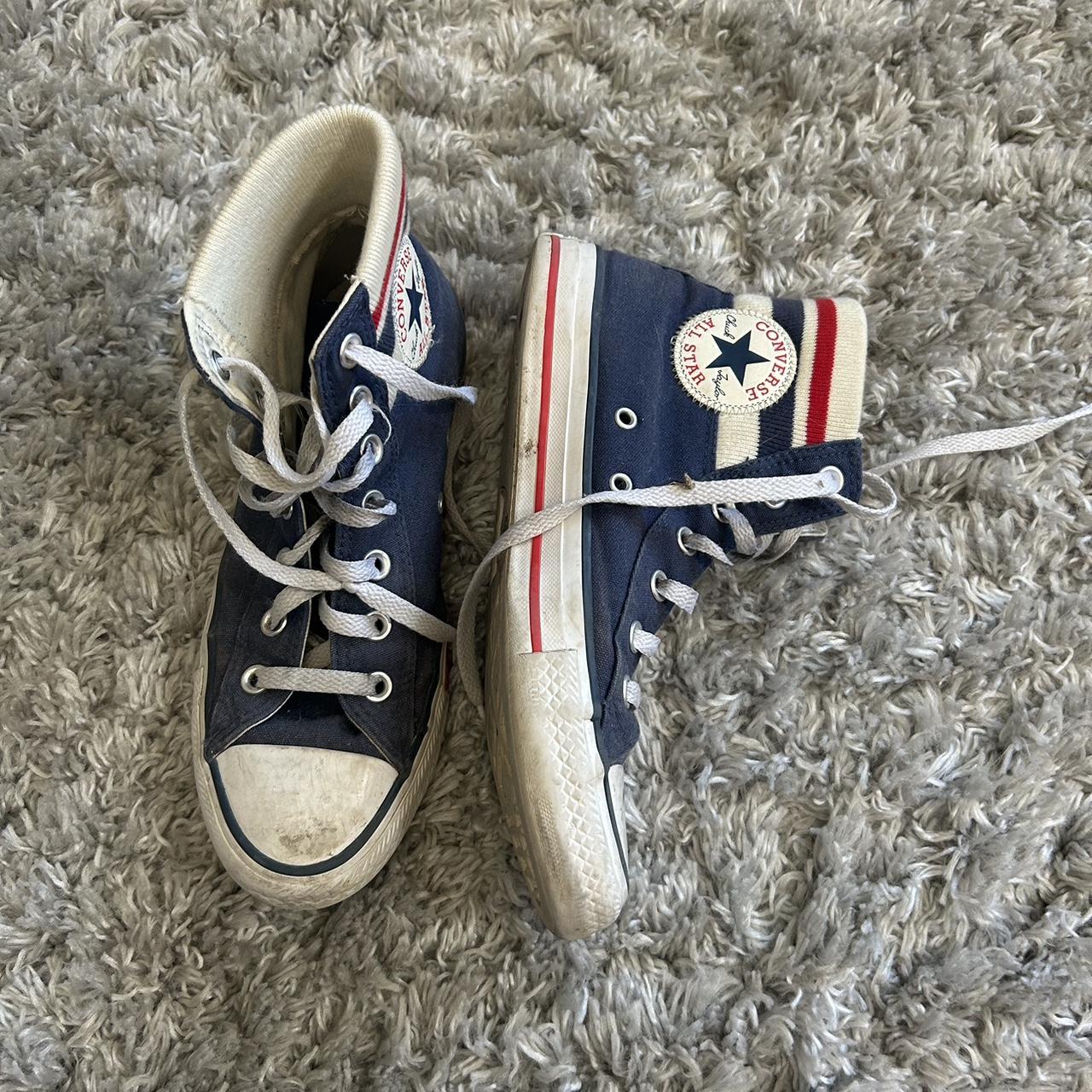 red white and blue converse size men’s 6 shipping:... - Depop