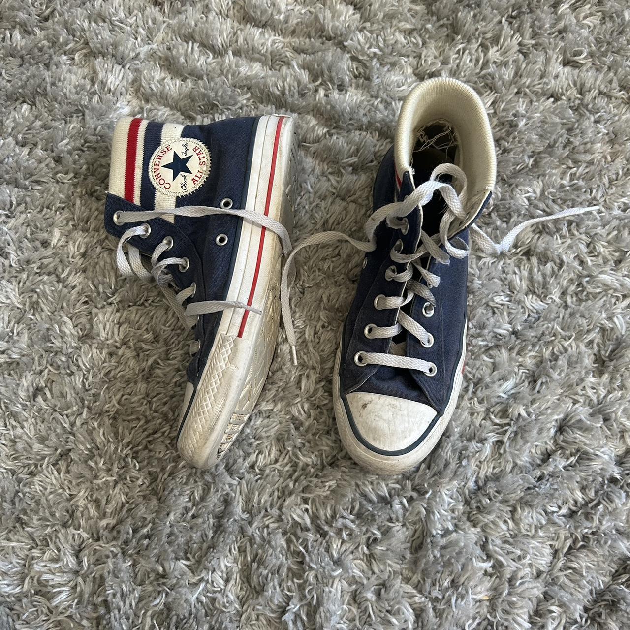 red white and blue converse size men’s 6 shipping:... - Depop