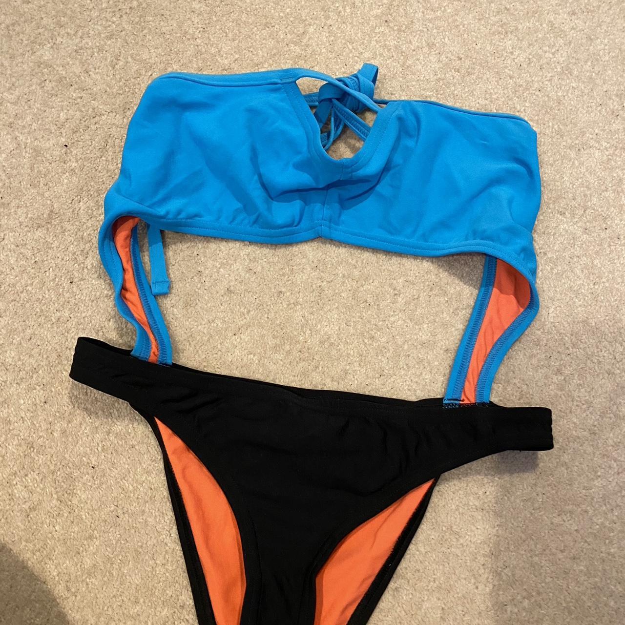 Bright blue and black Speedo one piece bikini This... - Depop